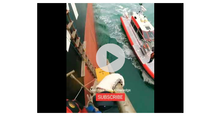 Pilot disembarking from Mega Cargo Ship - Marine-Pilots.com