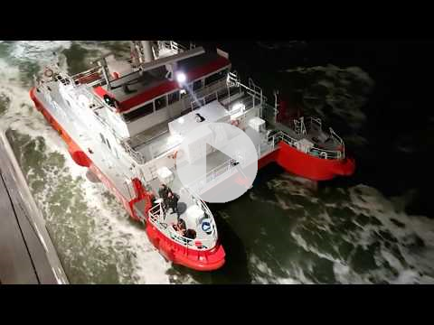 German Pilots embarking cruise vessel by SWATH Pilot Boat Döse - Marine ...