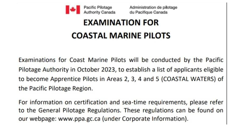 Examination for costal Marine Pilots - Marine-Pilots.com