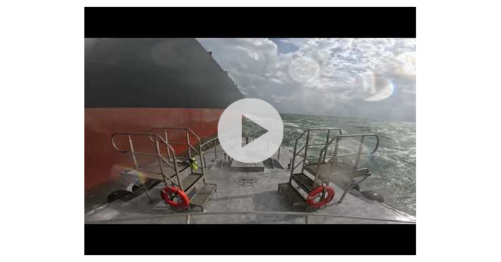 Pilot Disembarking ship in rough seas (Galveston) - Marine-Pilots.com