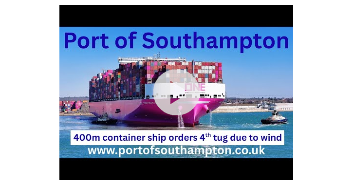 HUGE 400m Container ship requiring 4th tug when navigating out of Port ...