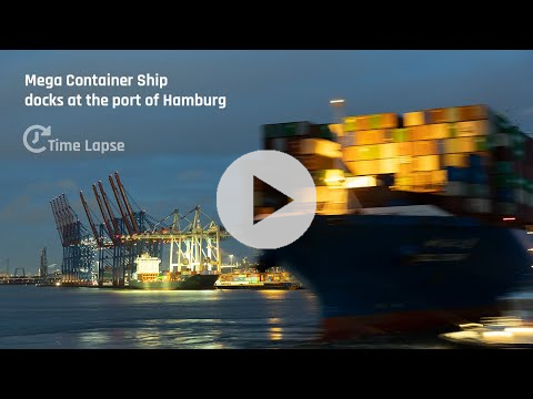 CSCL Star Ultra Large Container Ship docks at the port of Hamburg ...